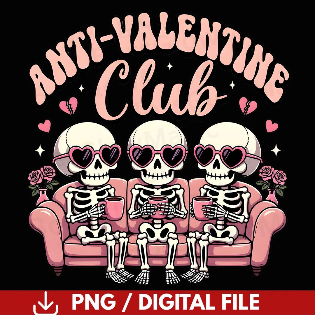 Anti Valentine Club Skeleton PNG | Valentine Skull Shirt Design | Anti ...