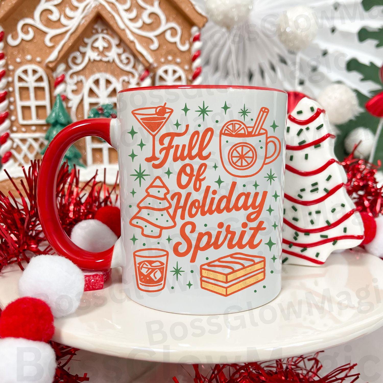 Full of Holiday Spirit PNG | Retro Christmas Cocktail Clipart | Funny ...