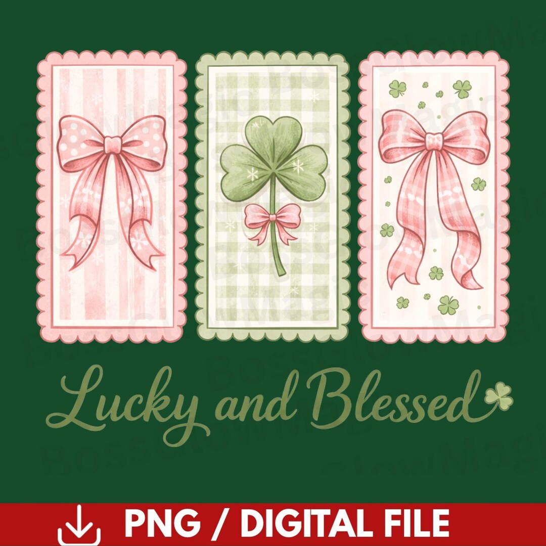Lucky and Blessed Patrick Png L Retro Coquette St Patrick's Day Design ...