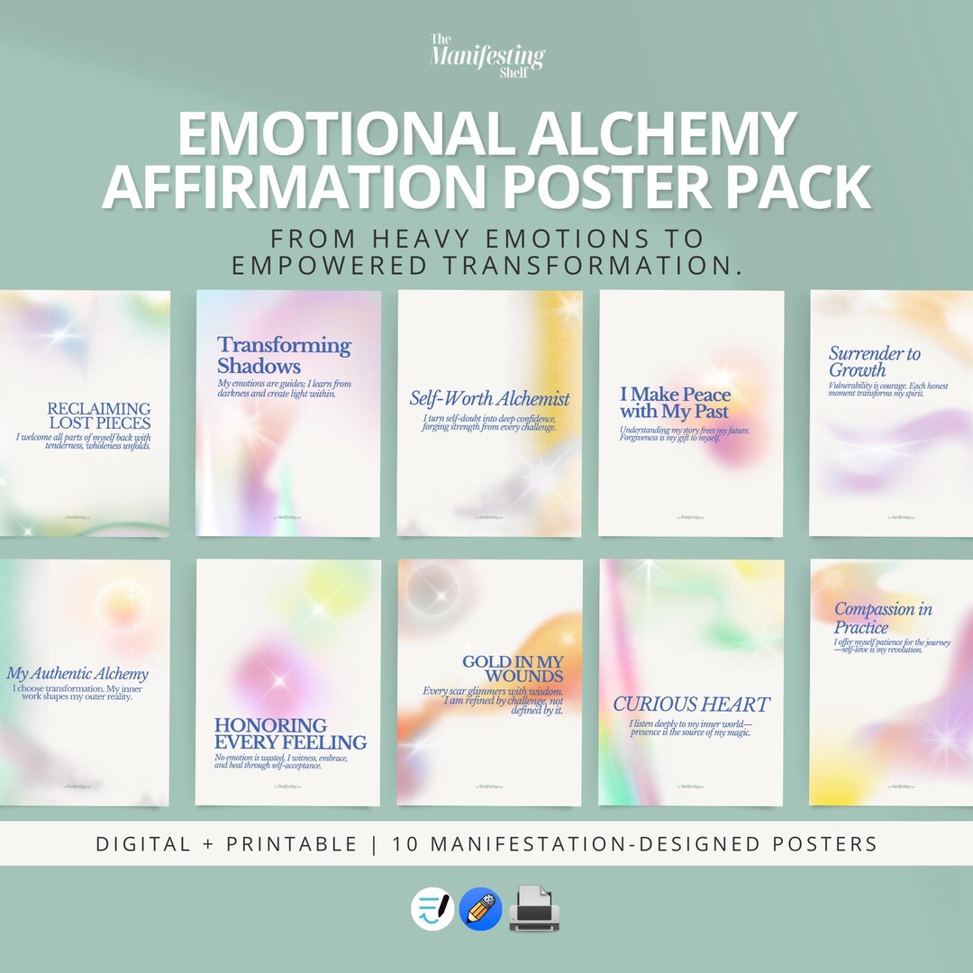 Emotional Alchemy Printable Posters: Shadow Work Affirmations (PDF ...
