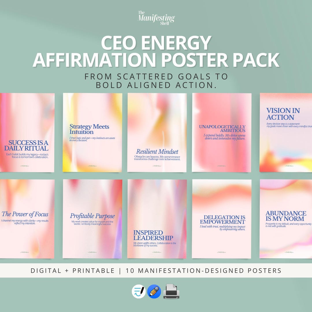 CEO Manifestation Poster Pack: Entrepreneur Success Affirmations (PDF ...
