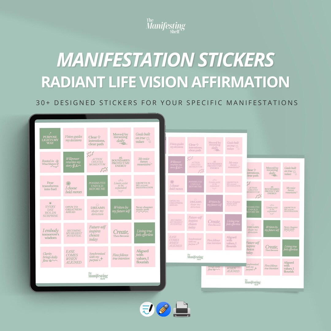 Radiant Life Vision Digital Stickers for Goodnotes & Notability | PNG ...