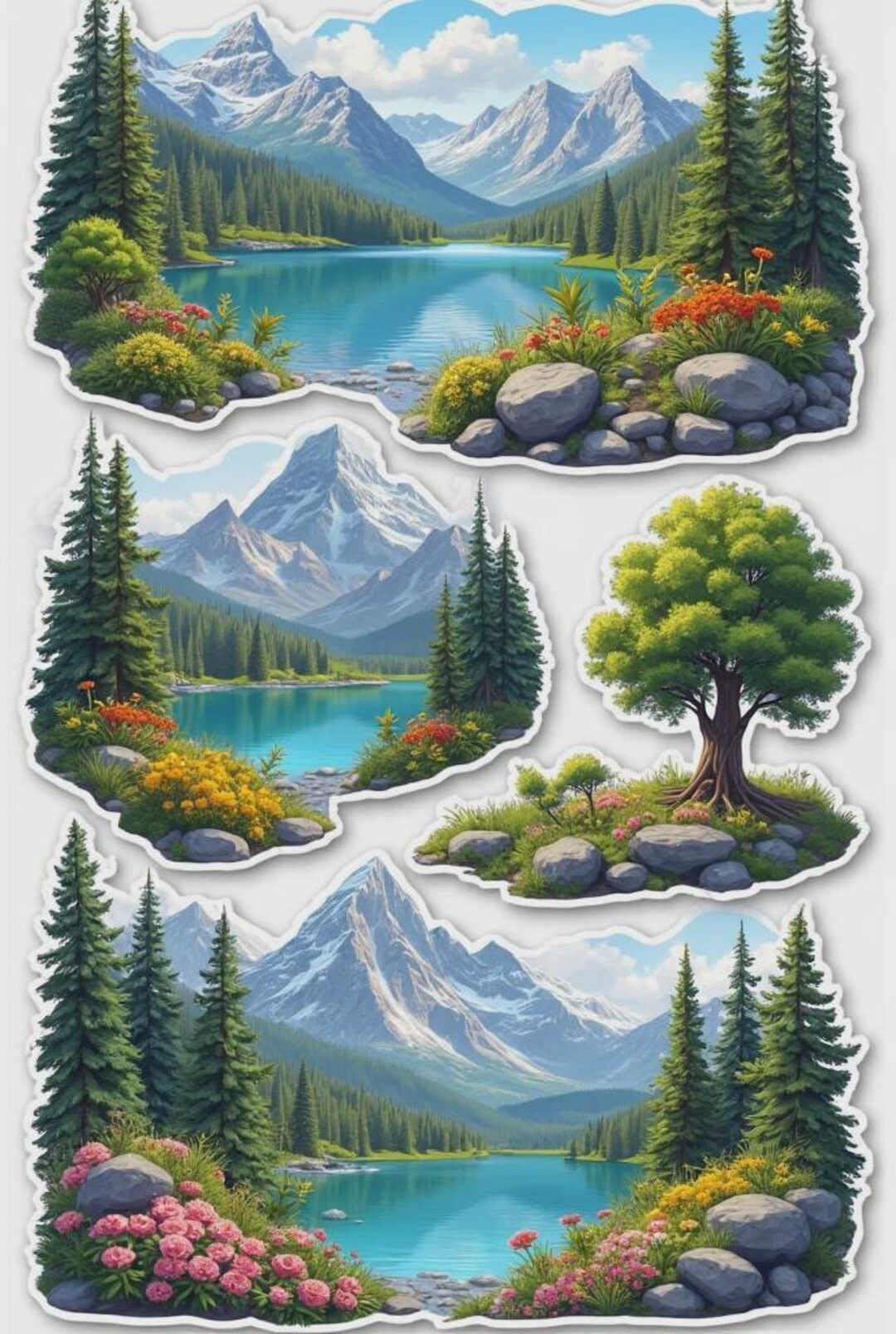 The Outdoors - Scenic Beauty Sticker Sheets - Mountains, Trees ...