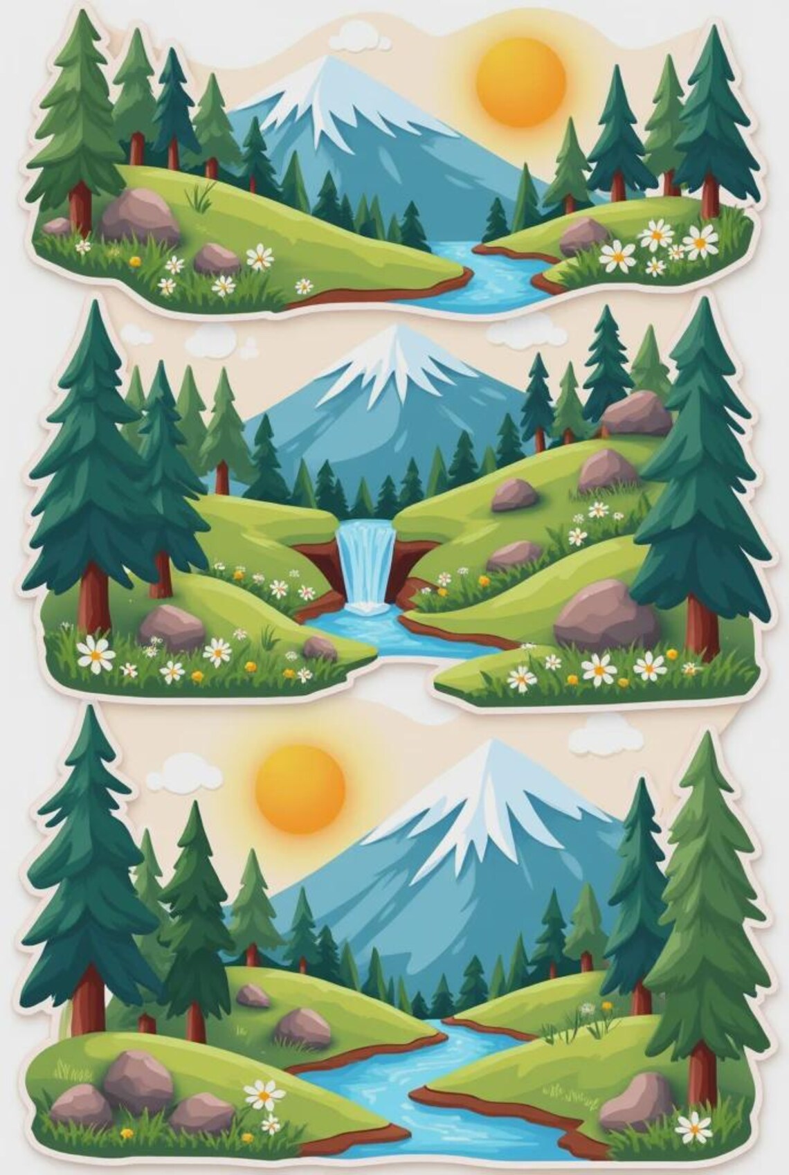 The Outdoors - Scenic Beauty Sticker Sheets - Mountains, Trees ...