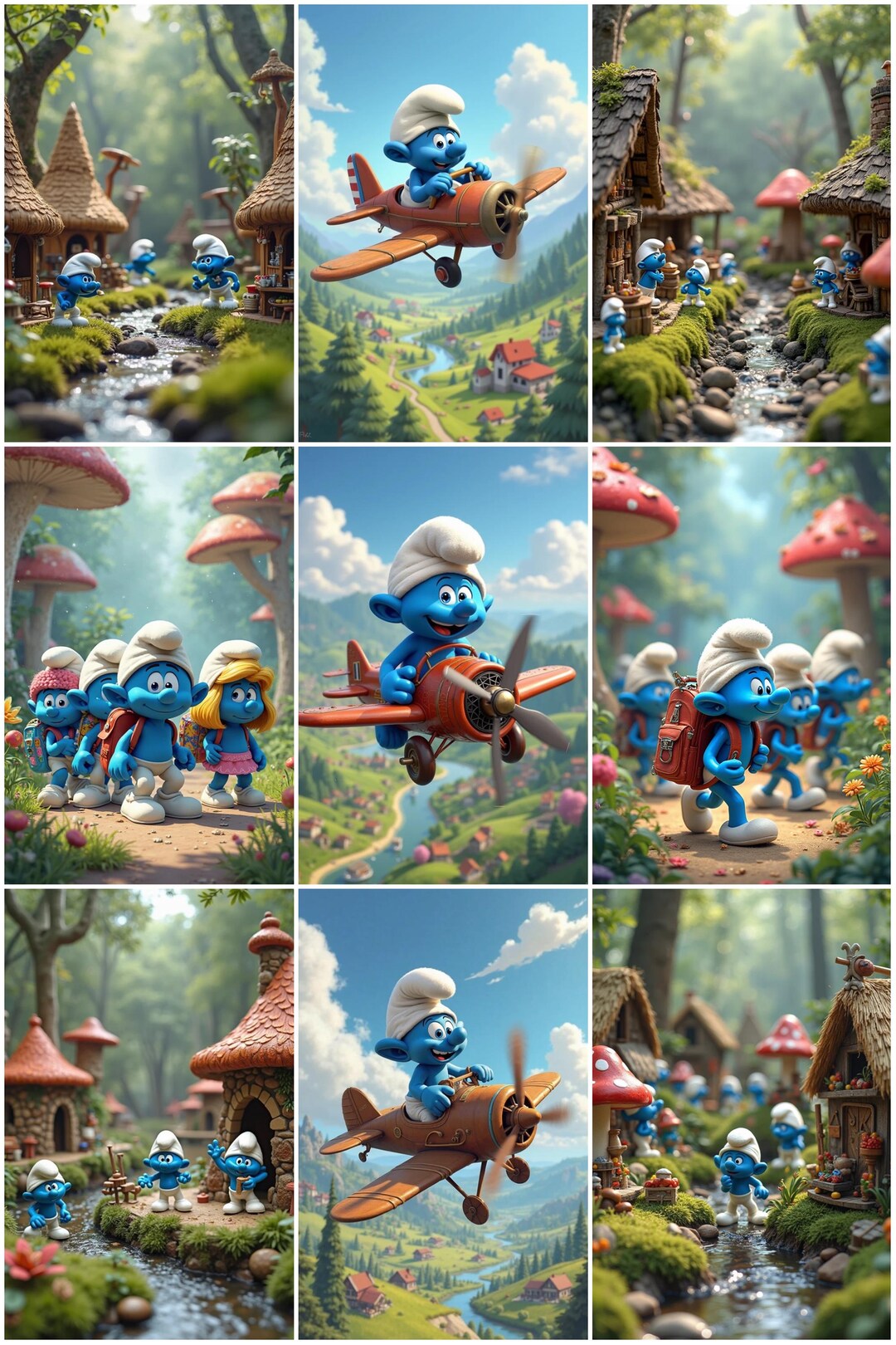 Iconic Smurfs Character Stickers Sheet / Backdrops for Your Kids Room ...