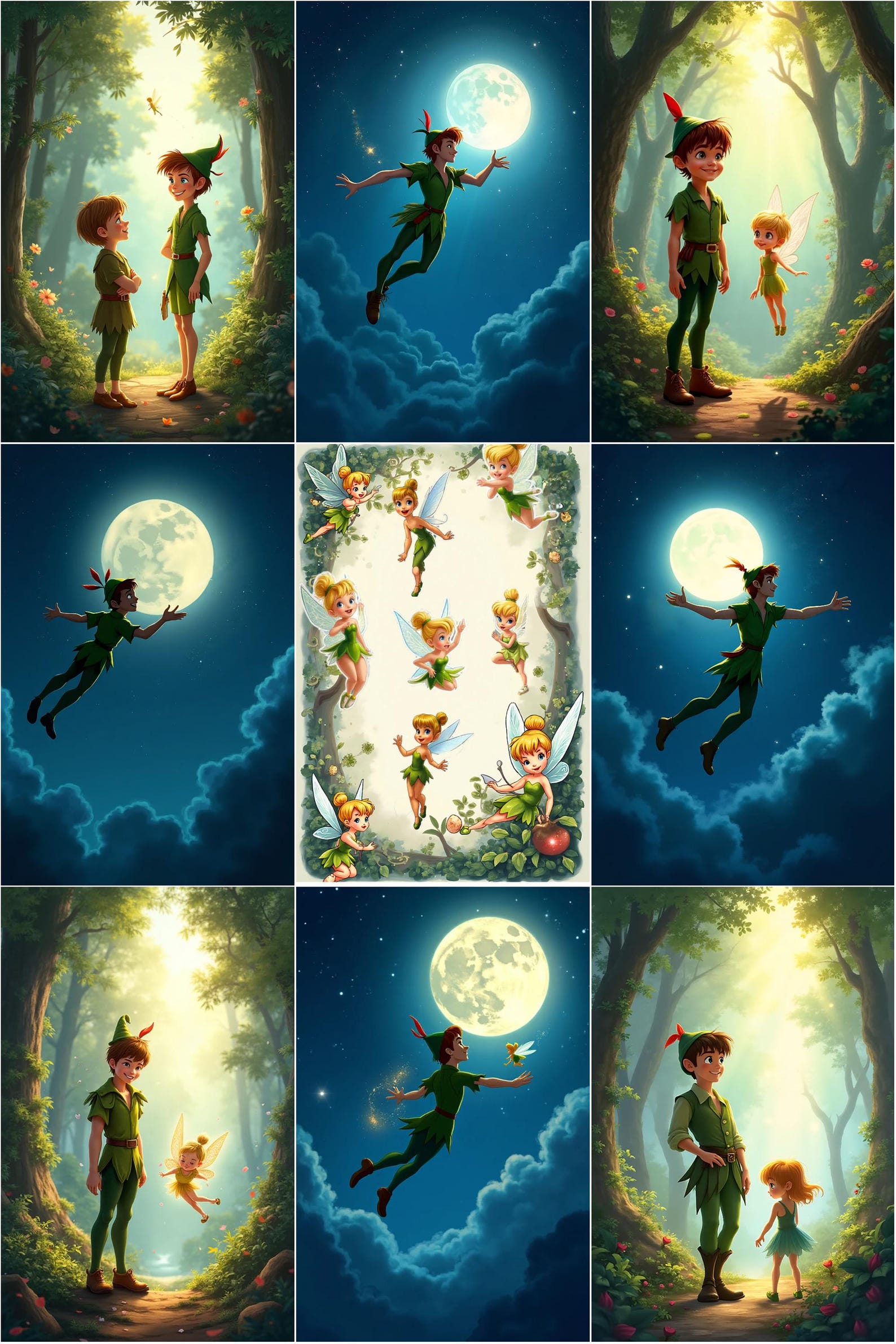 Peter Pan and Tinker Bell Stickers Sheet, Backdrops, Wallpaper - Etsy