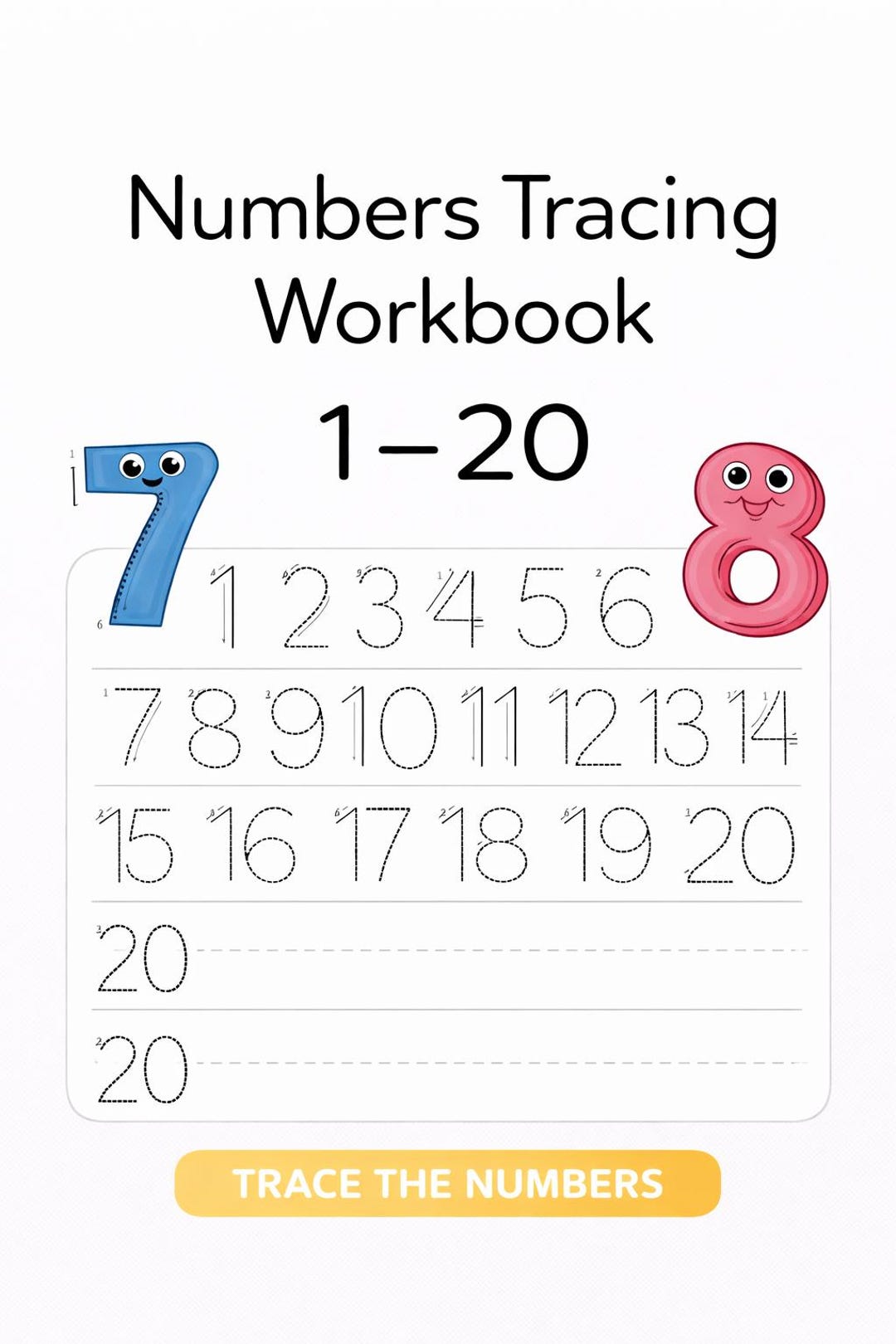 Numbers Tracing Worksheets 1–20 | Preschool Handwriting Practice ...