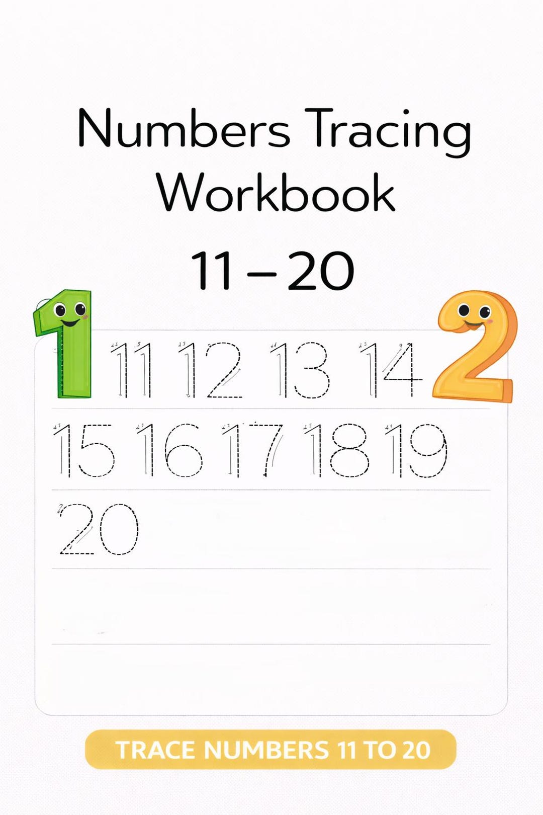 Numbers Tracing Worksheets 11–20 | Preschool Handwriting Practice ...