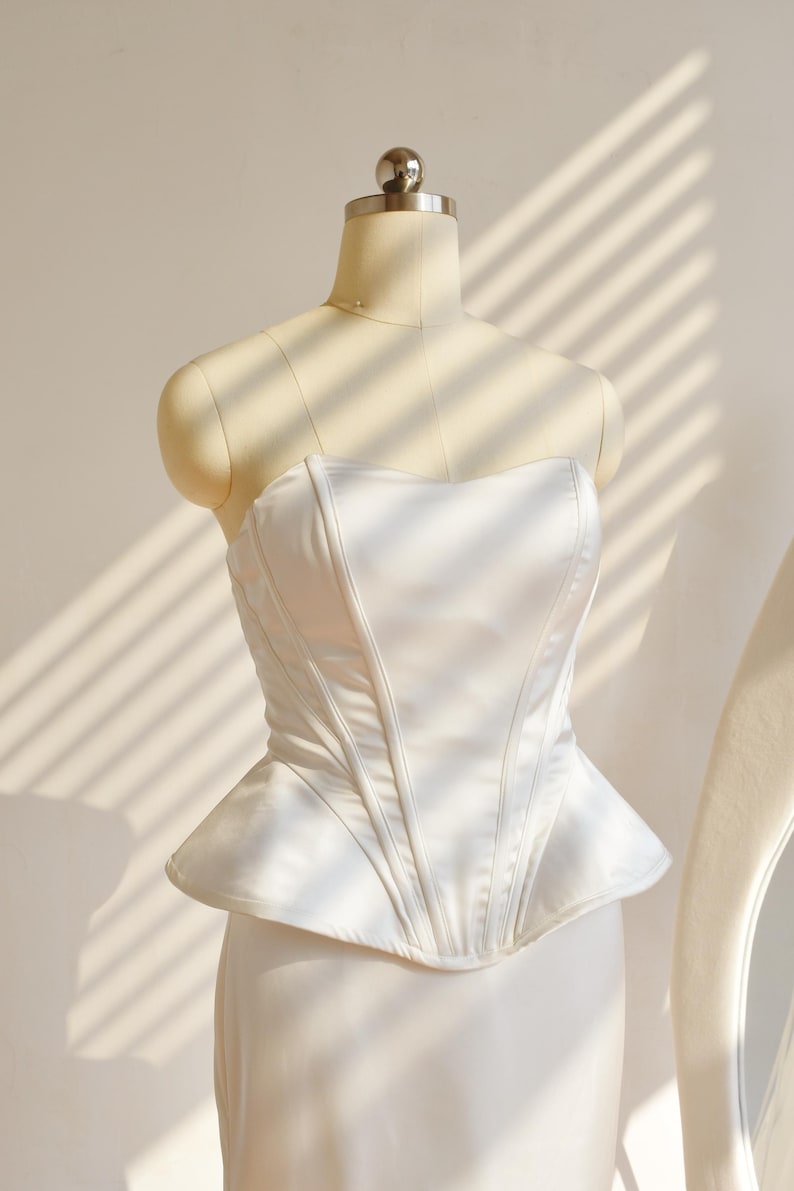Ivory Satin Wedding Corset/women Bustier/bridal Corset/2 Pieces Wedding ...