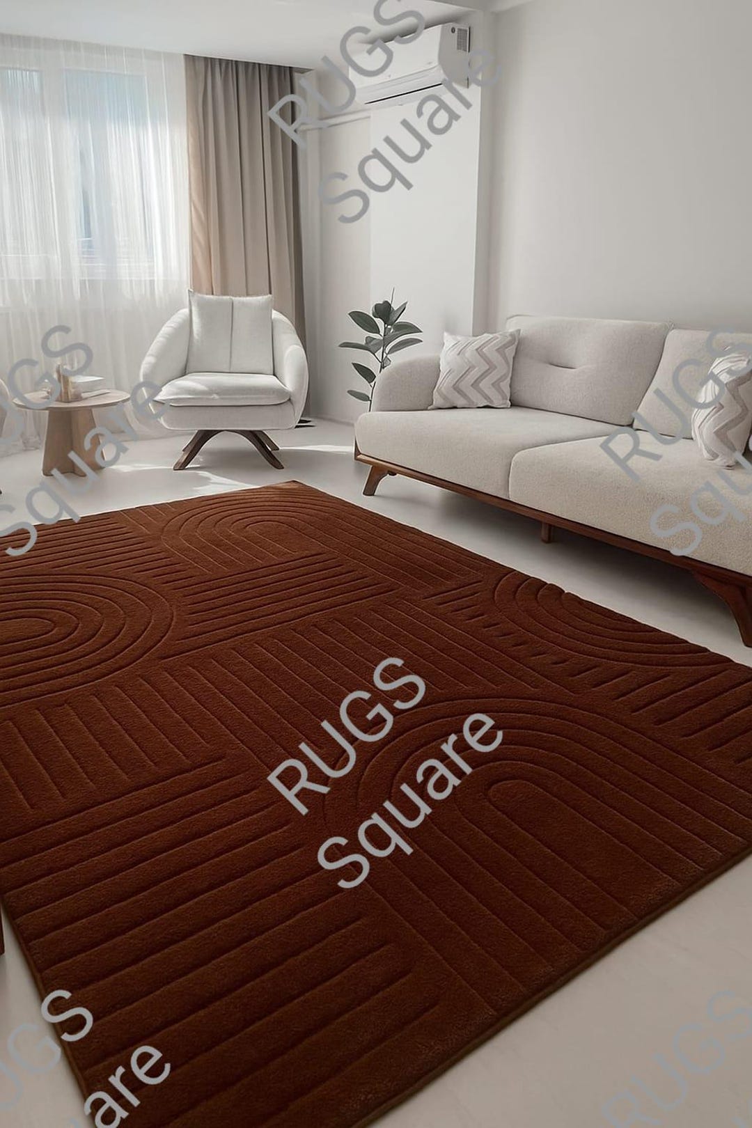 Hand-tufted Dome Area Wool Rug: Modern Brown Color Design. - Etsy