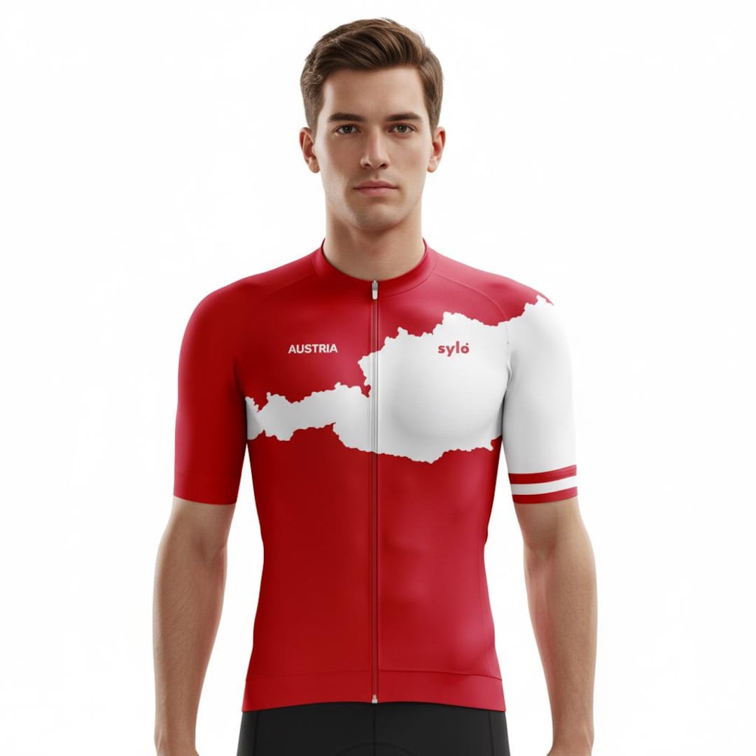 Austria Map Cycling Jersey | National Team Colors | Red & White Road ...