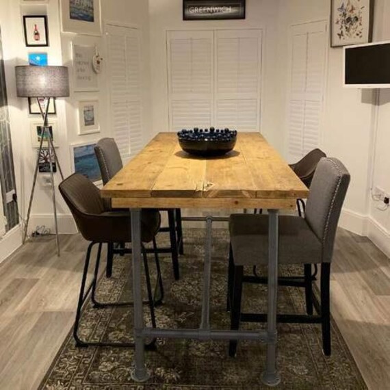 4 Planks Bar Table Dark Grey Legs Dark Grey Steel Legs | Etsy