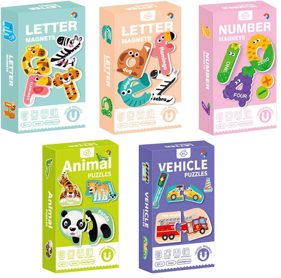 Magnetic Learning Puzzle Set – 5-pack Educational Magnets for Kids ...