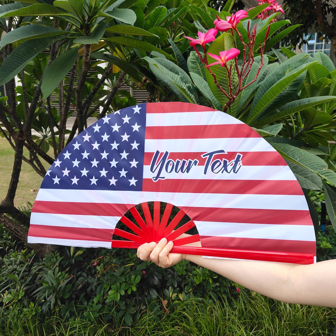 Personalized USA Flag Clack Fan: Custom Photo Text Wedding Favor, Rave ...
