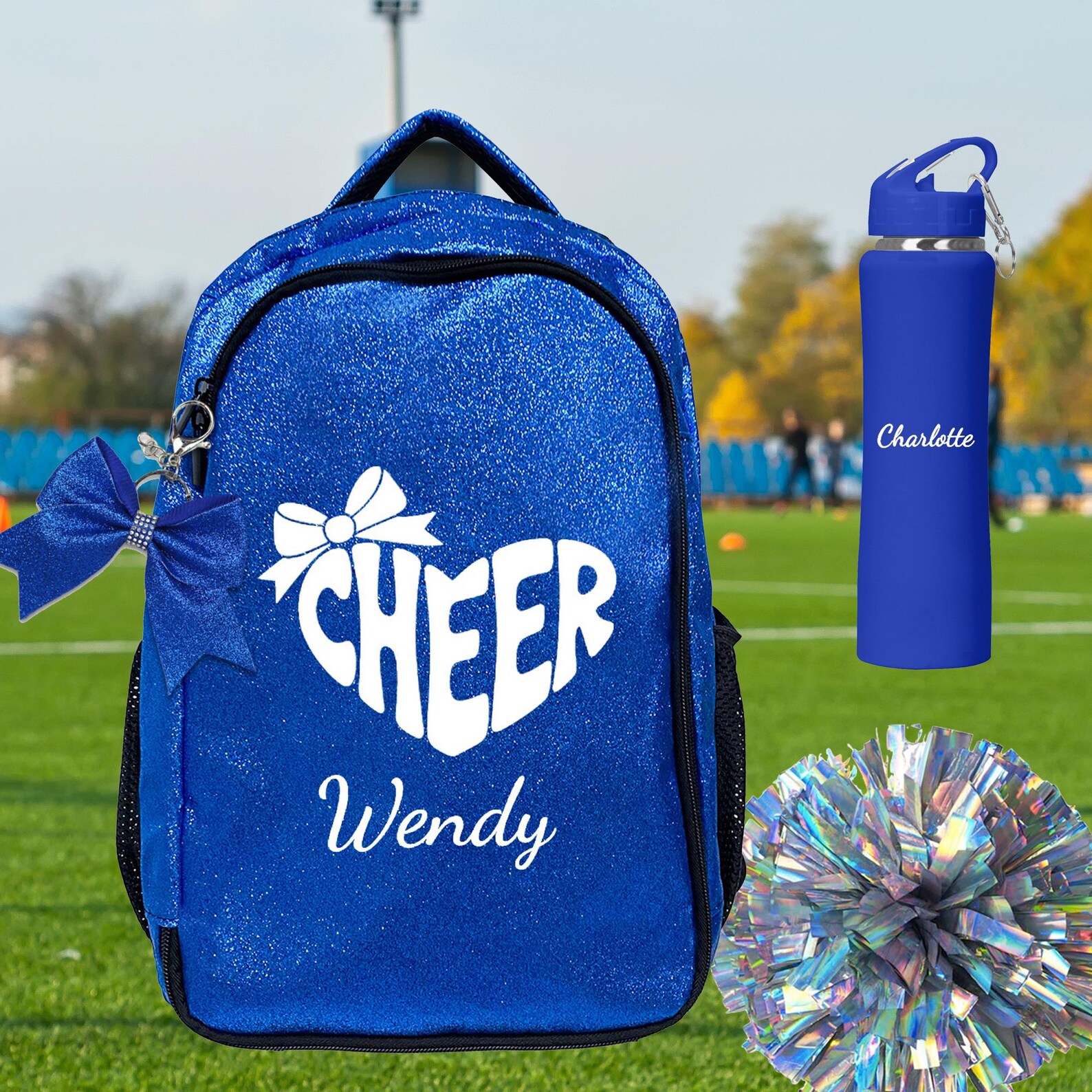 Custom Glitter Cheer Backpack- Personalized Cheerleader Embroidered ...