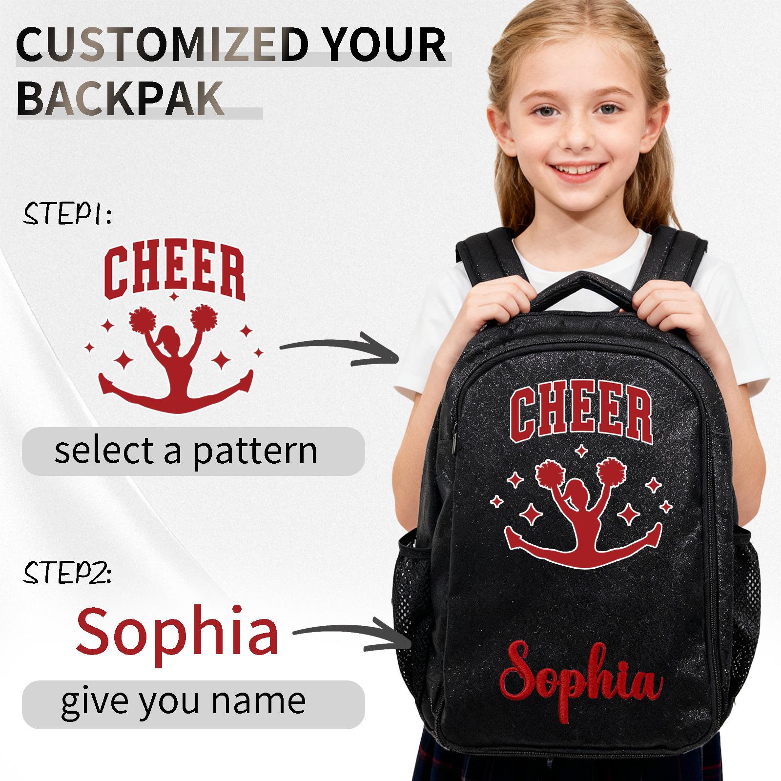 Custom Glitter Cheer Backpack- Personalized Cheerleader Embroidered ...