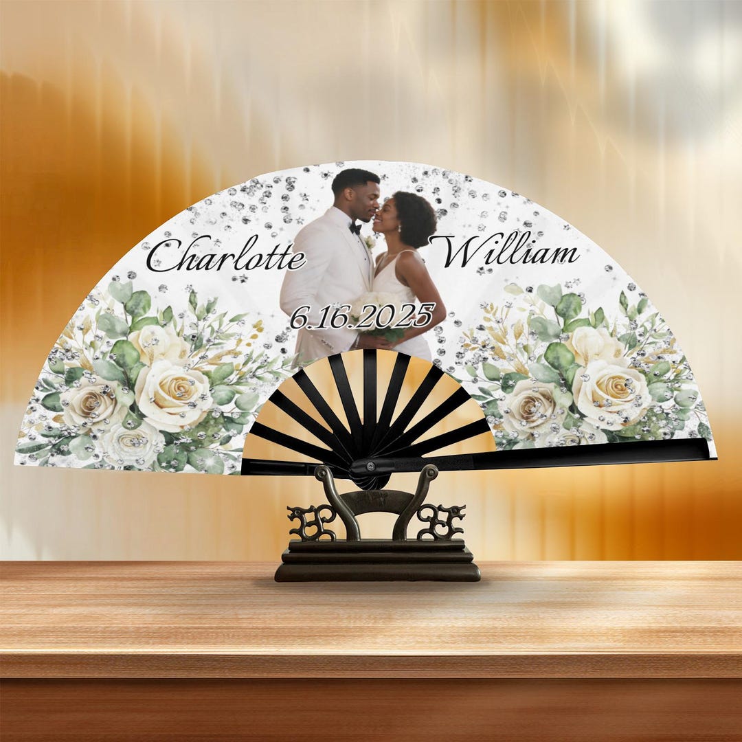 Personalized Clack Fan: Custom Photo Text Flower Wedding, Rave, Cosplay ...