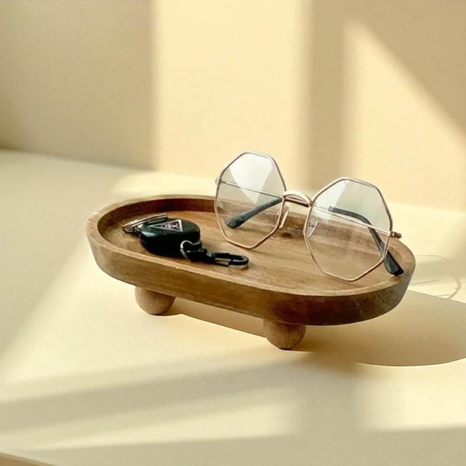 Rustic Wooden Tray Oval Footed Plate Decorative Serving Dish for Home ...