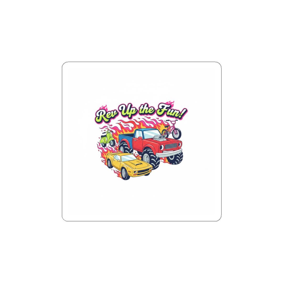 Rev up the Fun Racing Flames Sticker | Cartoon Vintage Car, Retro ...