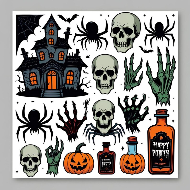 Halloween Sticker Sheet | Spooky Cute Ghosts,pumpkins, Bats, Witches ...