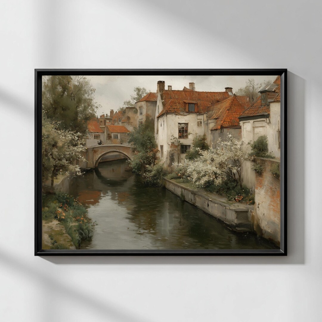 Paris River Bridge Print | Vintage French Canal Scene (digital Download ...