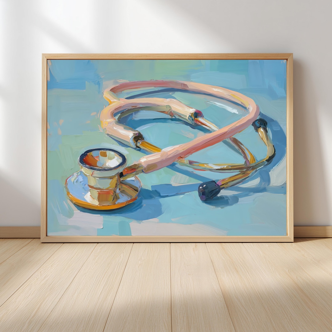 Stethoscope Painting: Abstract Medical Art Print for Doctor's Office ...