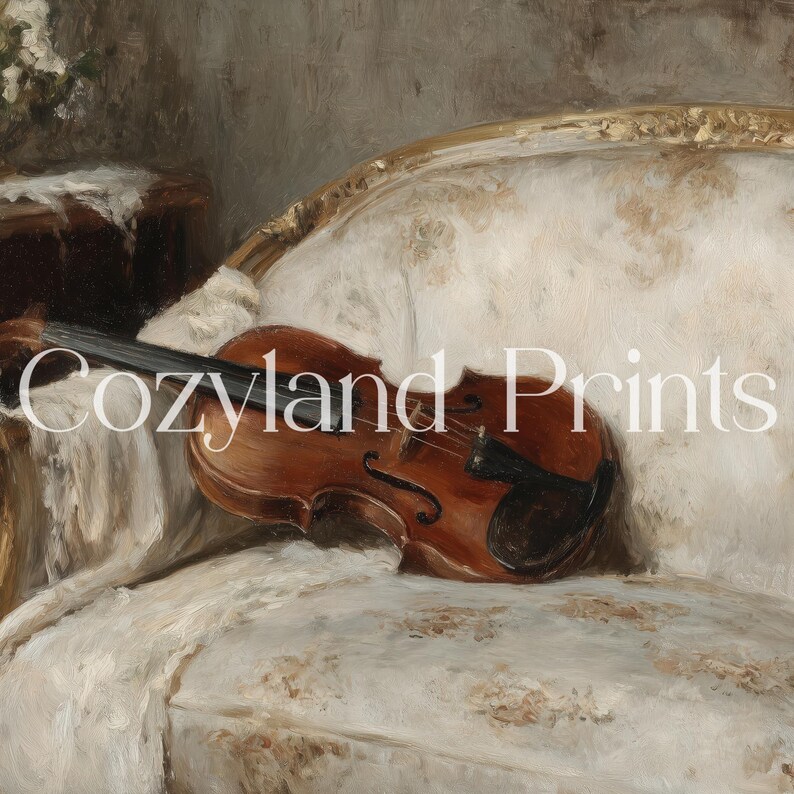 Vintage Violin Still Life Art Print: Elegant Music Room Decor (digital ...