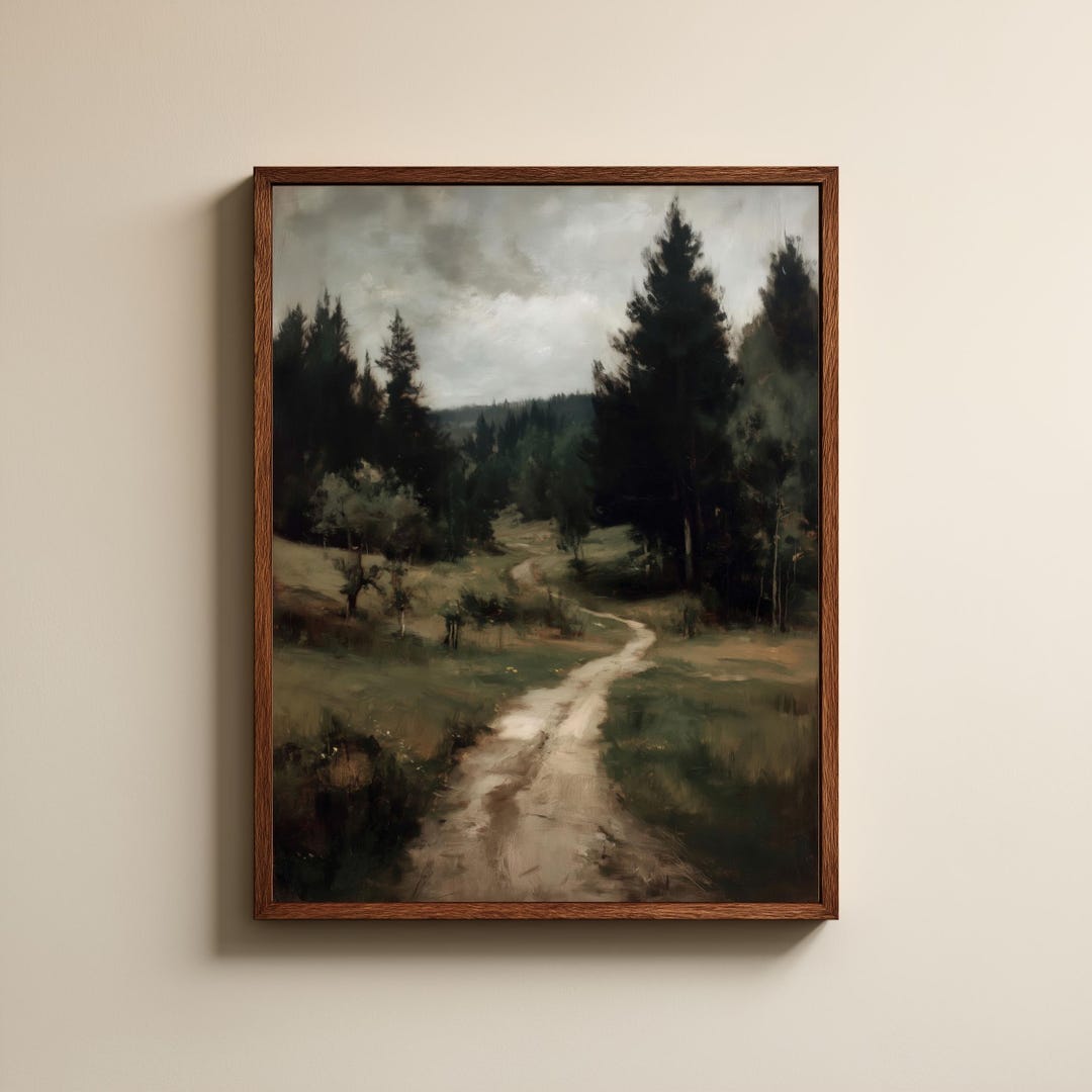 Rustic Forest Path Painting, Moody Woodland Scene (digital Download) - Etsy