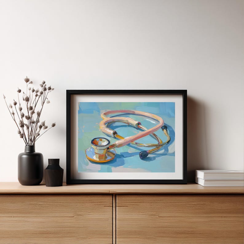 Stethoscope Painting: Abstract Medical Art Print for Doctor's Office ...