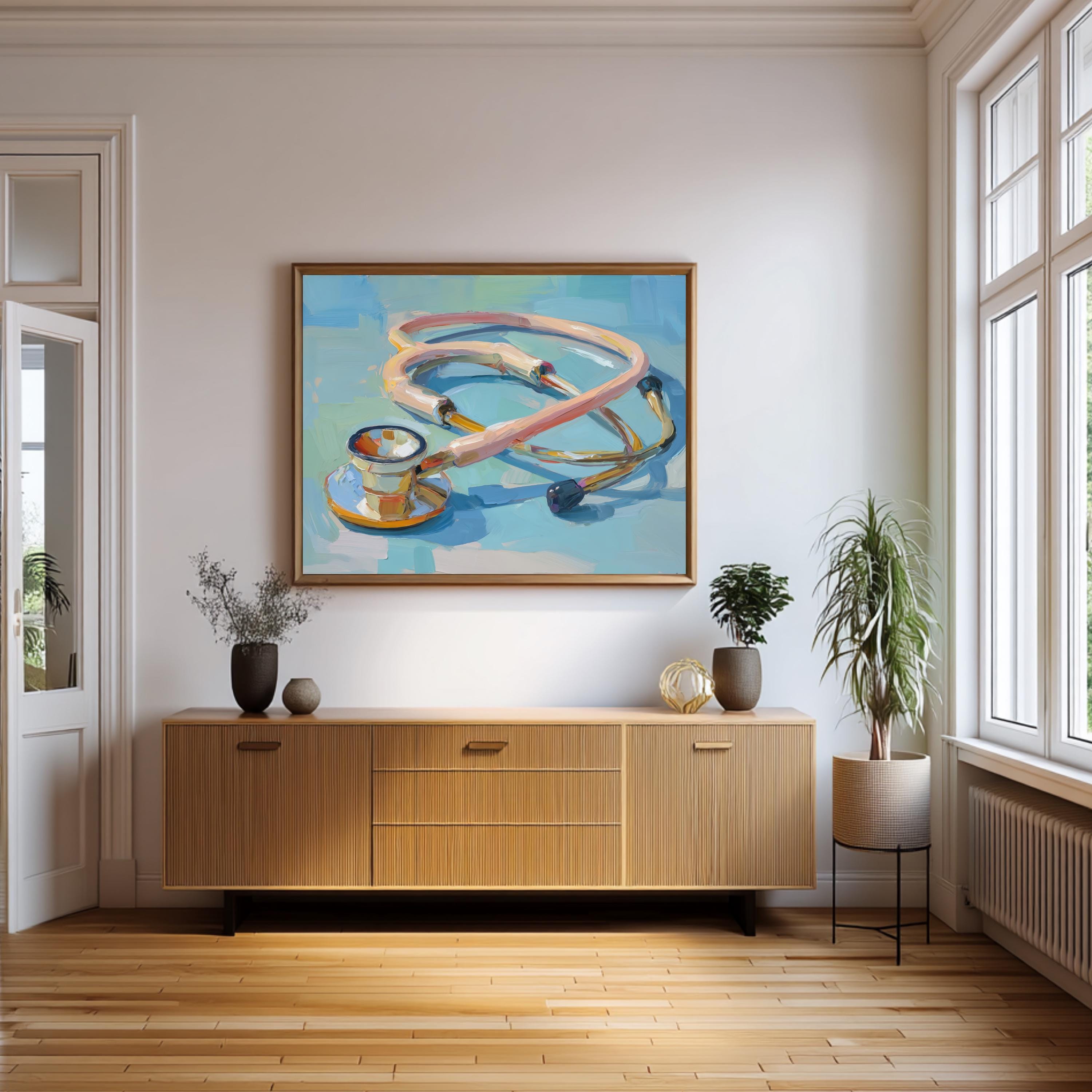Stethoscope Painting: Abstract Medical Art Print for Doctor's Office ...