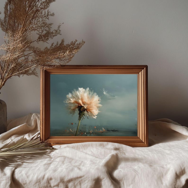 Dandelion Wish Art Print: Minimalist Nature Painting (digital Download ...