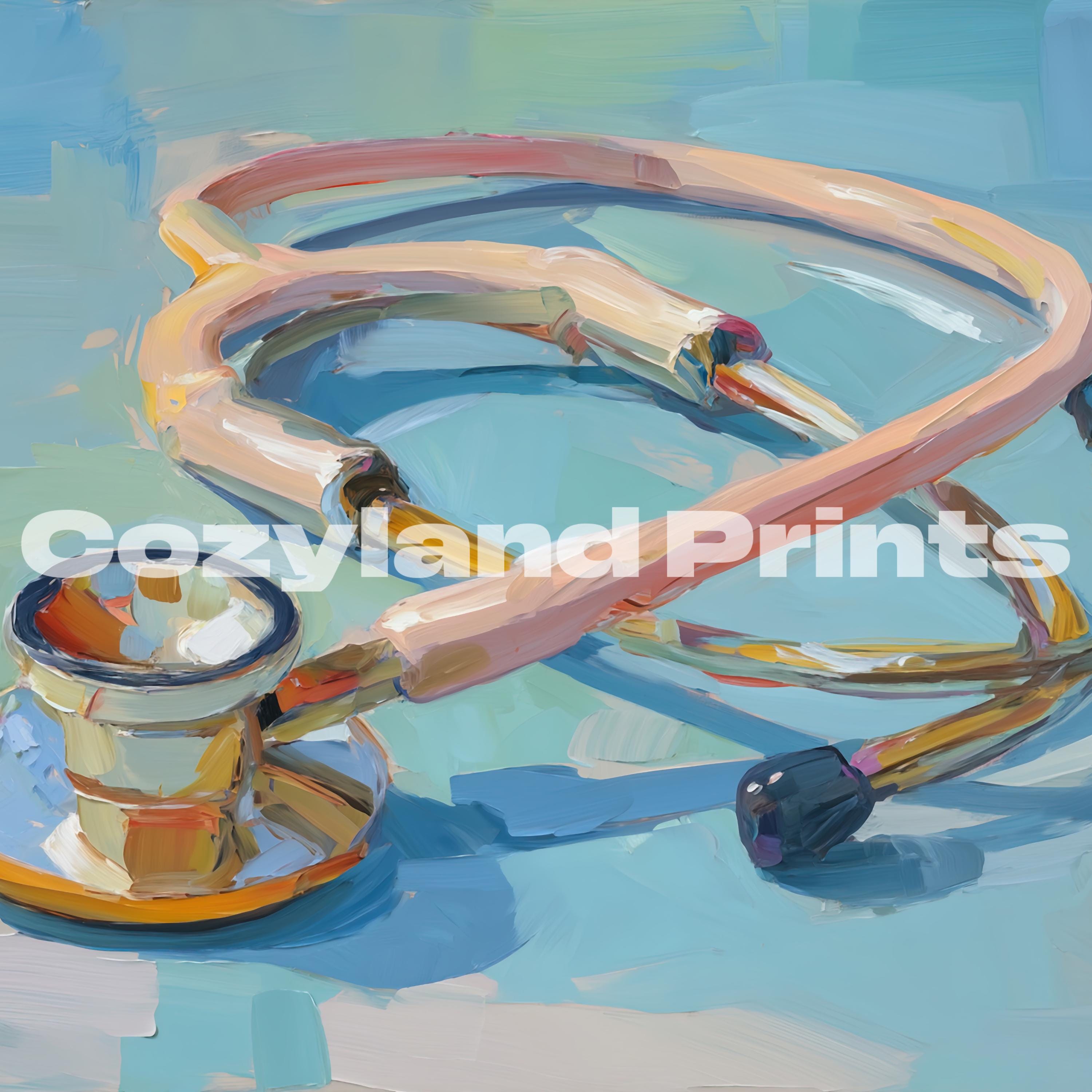 Stethoscope Painting: Abstract Medical Art Print for Doctor's Office ...