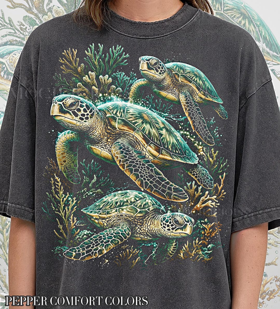 Vintage Sea Turtle 90s Graphic Comfort Colors® Tshirt, Retro Ocean ...