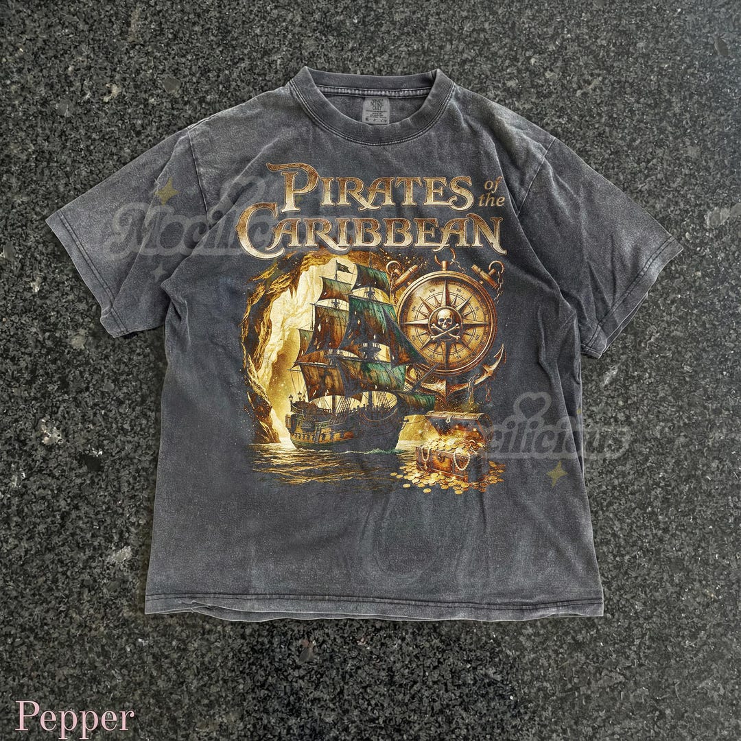 Pirates of the Caribbean Vintage Ship Comfort Colors® Tee, Retro Skull ...