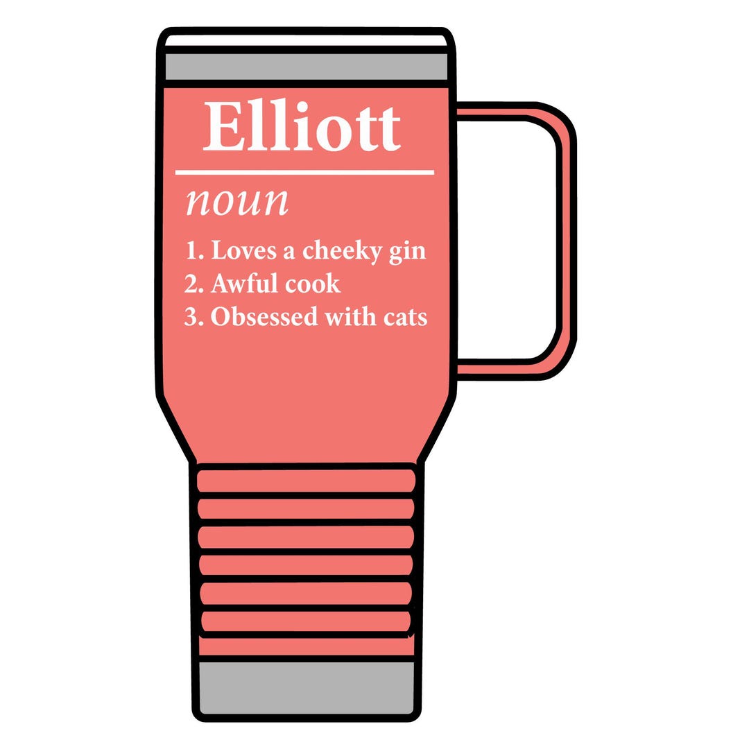 CUSTOM ELLIOTT Definition Mug, Funny Stainless Steel Travel Mug, Custom ...