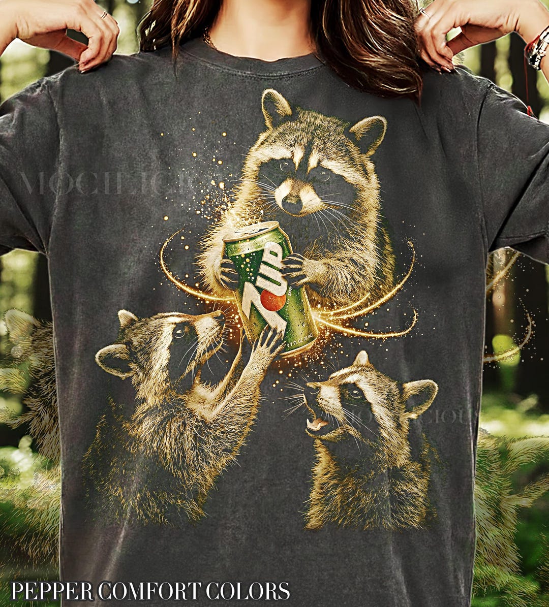Vintage Raccoon 7UP 90s Graphic Style Comfort Colors® Tshirt, Animal ...