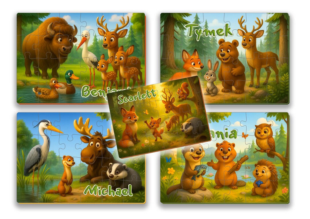 Personalized Forest Animals Foam Puzzle With Child’s Name Woodland ...