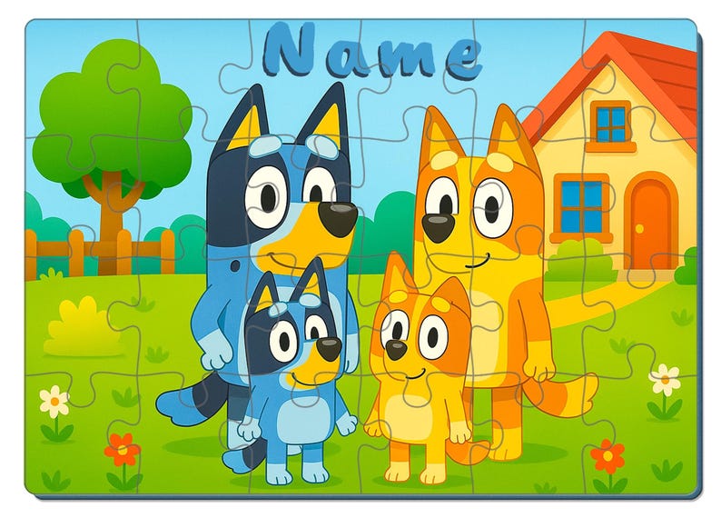 Personalized Bluey Foam Puzzle – Soft Jigsaw, Custom Name Gift, Easter ...