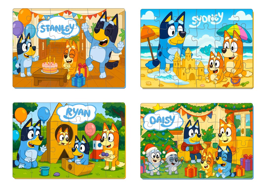 Personalized Bluey Foam Puzzle – Soft Jigsaw, Custom Name Gift, Easter ...