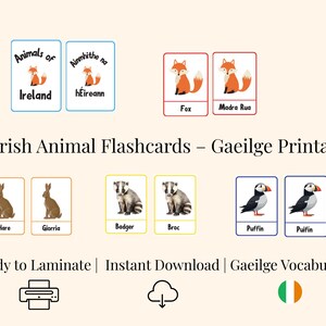 Irish Animal Flashcards Printable – Gaeilge Vocabulary Game for Kids ...