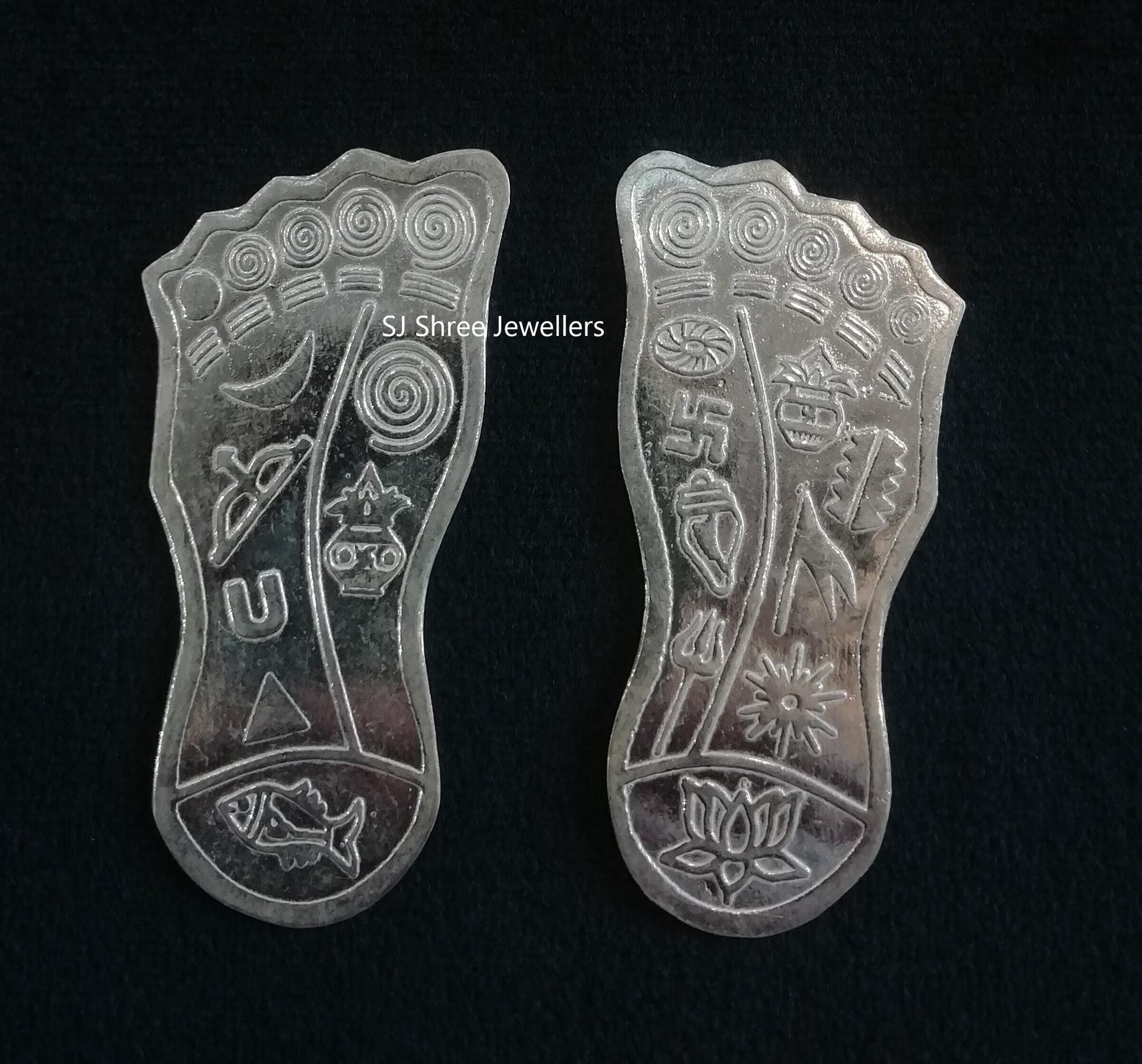Pure Silver Laxmi Charan Paduka - Hindu Puja Feet for Wealth & Luck - Etsy