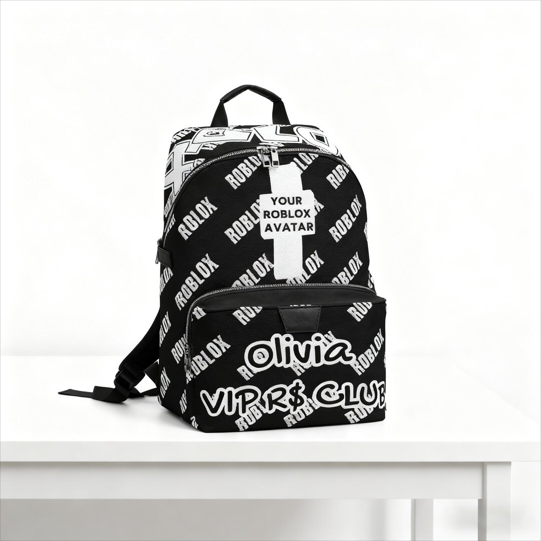 Custom Roblox Avatar Backpack With Name, Personalized PU Leather Bag ...