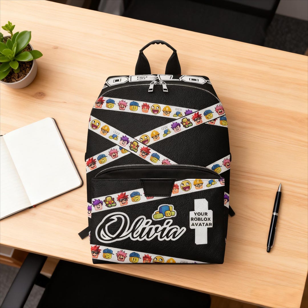 Roblox Avatar Custom Name Backpack, Personalized PU Leather Bag for ...
