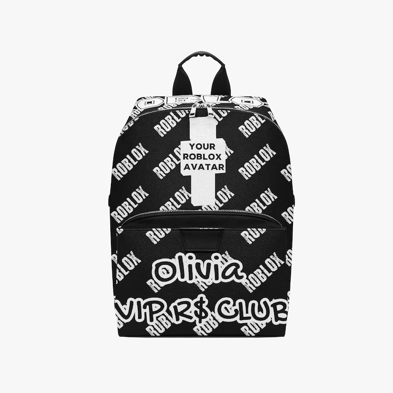 Custom Roblox Avatar Backpack With Name, Personalized PU Leather Bag ...