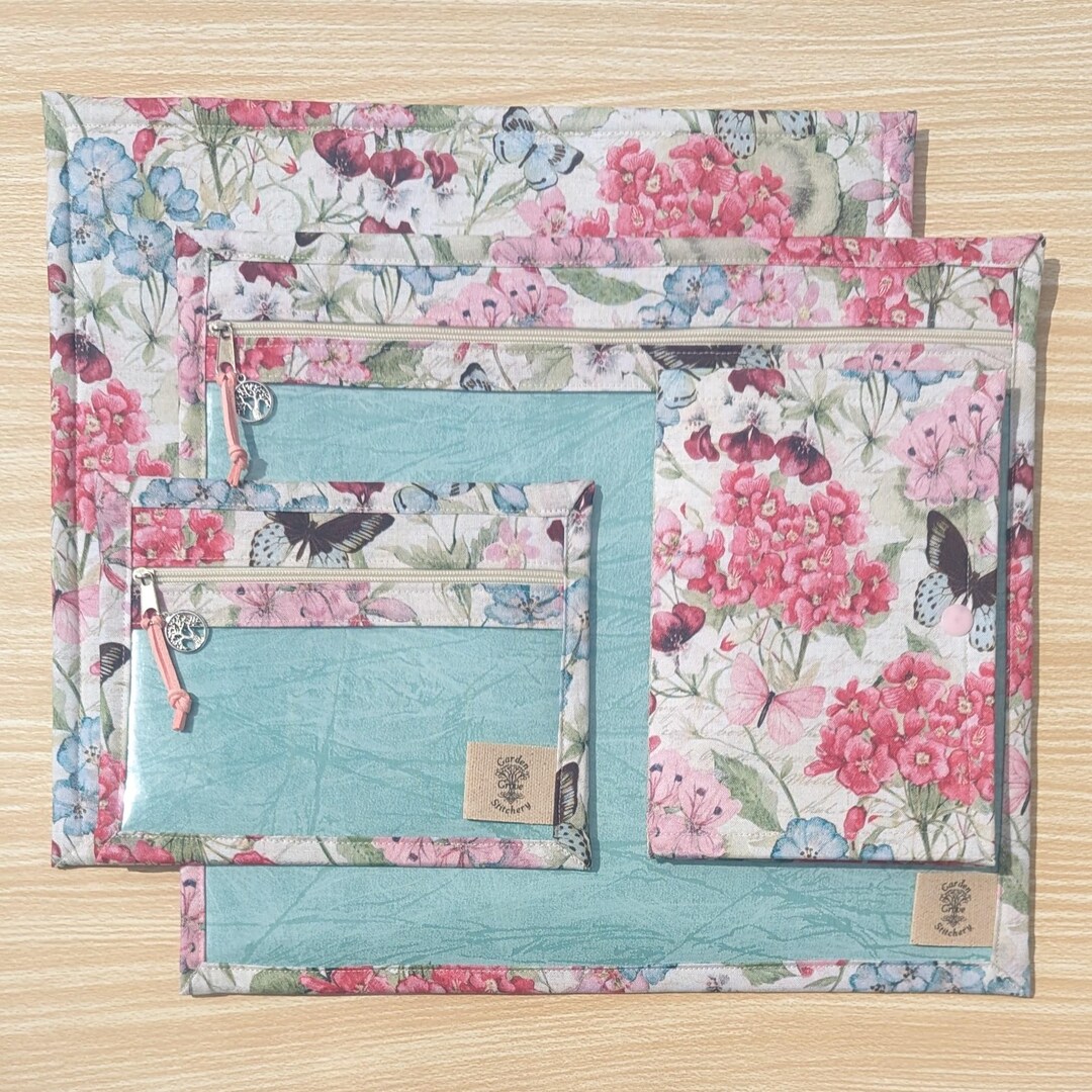 Floral Butterfly Cross Stitch Bag Set: Vinyl Zipper Pouch Organizer - Etsy