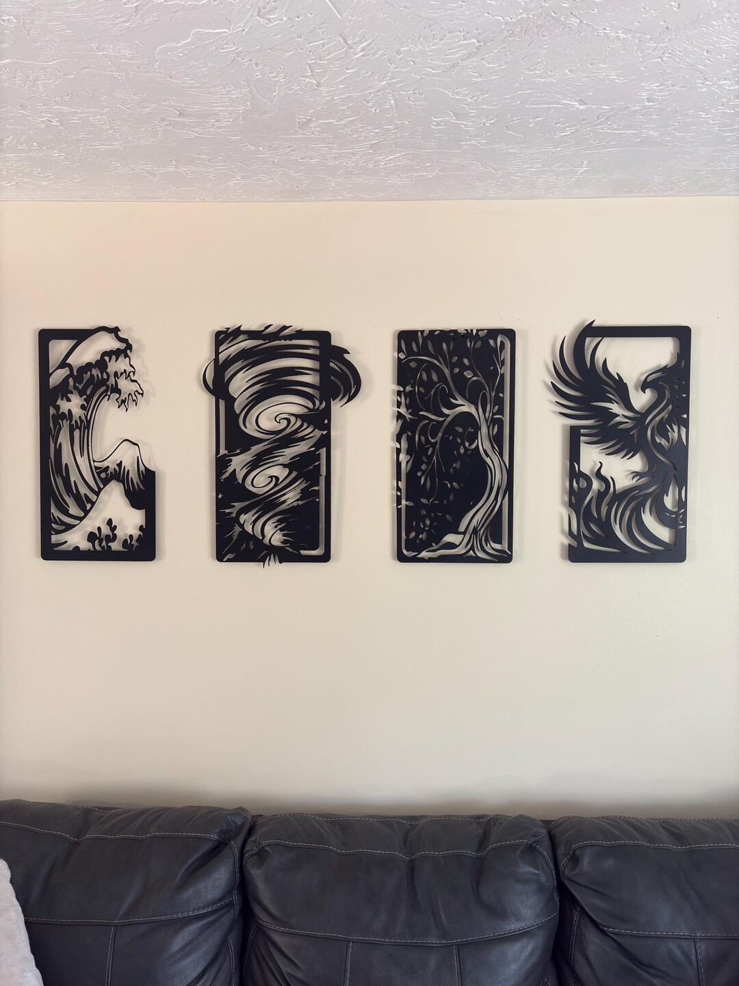 22 X 11 In. 16 Gauge Steel Painted. Earth, Wind, Fire, Water Wall Art ...