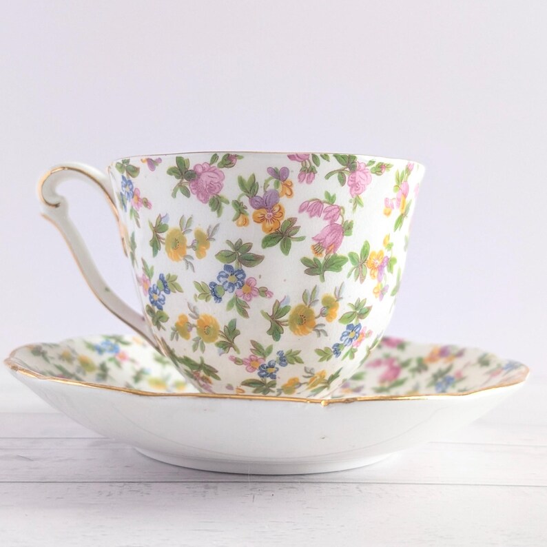 Vintage Princess Anne Floral Chintz Teacup and Saucer, English Bone ...