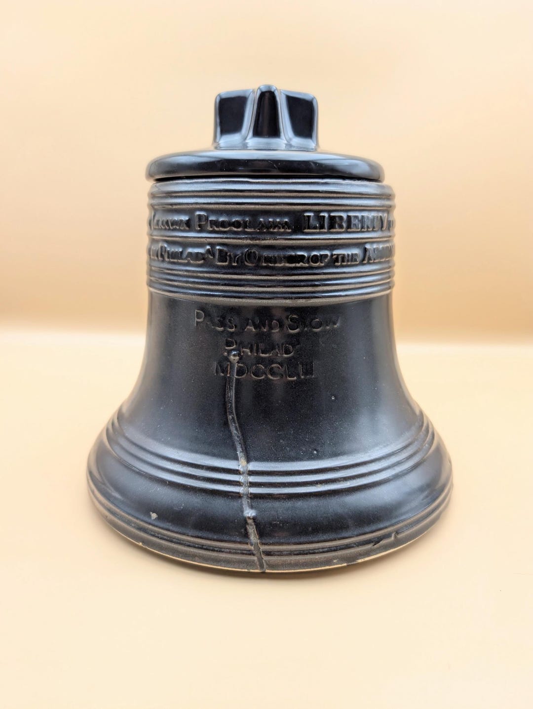 Vintage Mccoy Liberty Bell Cookie Jar Black Ceramic Patriotic ...