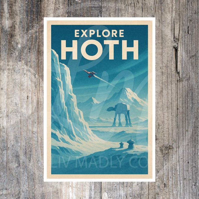 Vintage Star Wars 21 Planet Travel Poster Stickers: Batuu | Hoth ...