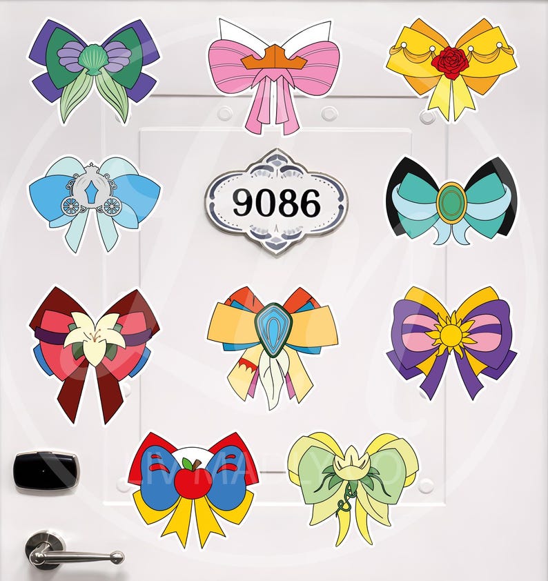 Disney Princess Inspired Bow Cruise Magnets: Ariel, Cinderella, Aurora ...